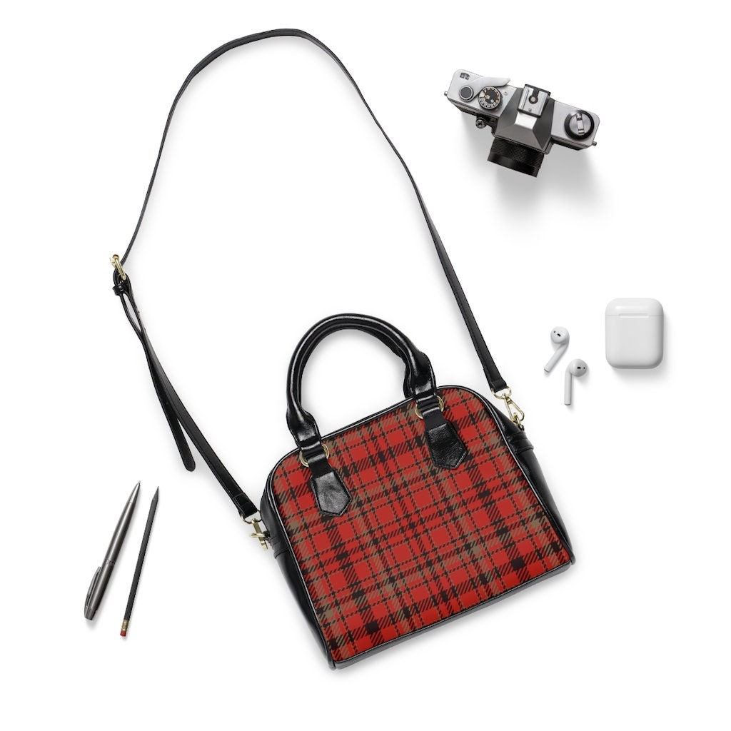 Retro Black and Red Plaid Mod Print Shoulder Bag for Women or Teens ...