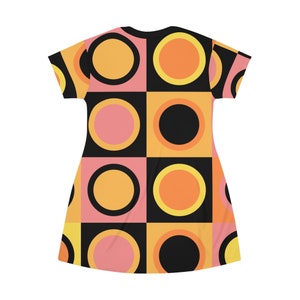 Women's Retro T Shirt Dress Vintage Geometric Pattern Groovy 60's Mod ...