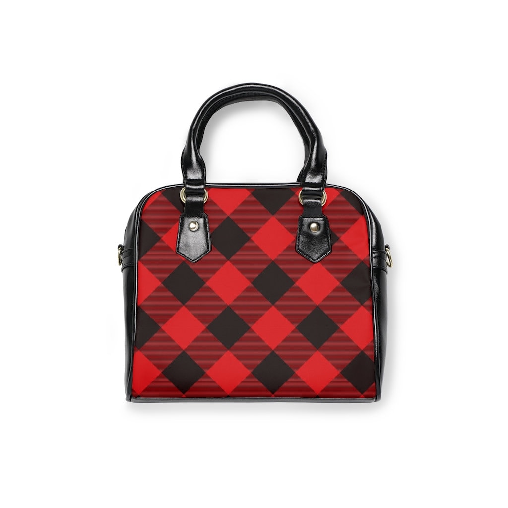 Buffalo Check Shoulder Bag: Red & Black Plaid Print Handbag - Etsy