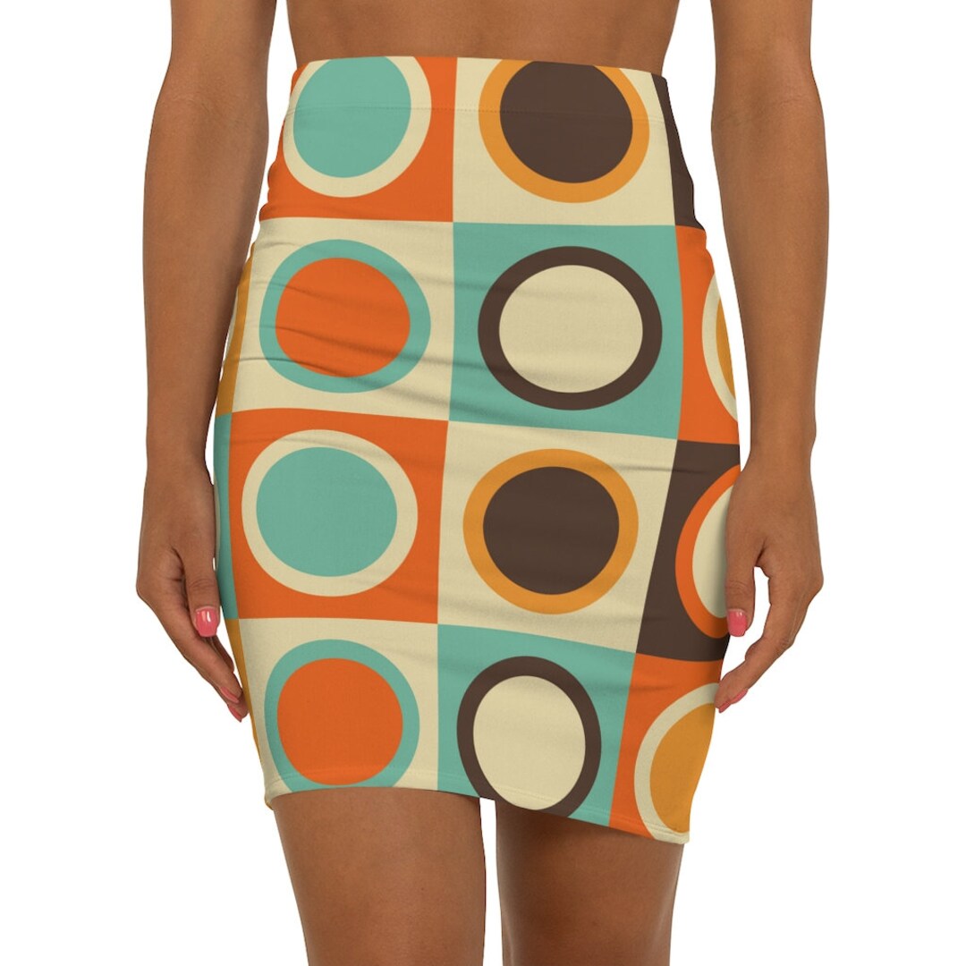 60s Geometric Mini Skirt: Retro Mod Print Pencil Skirt - Etsy