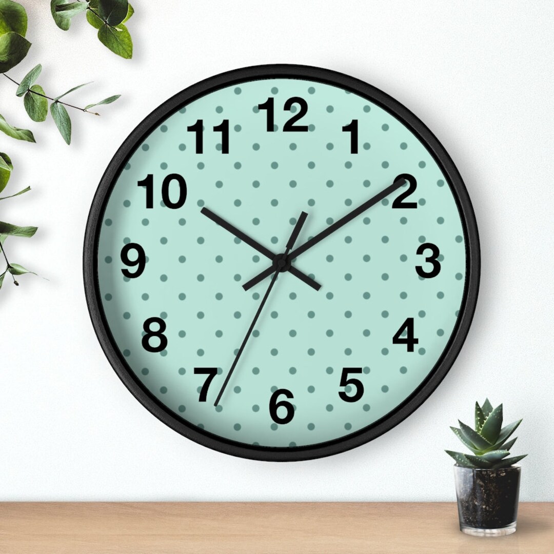 Retro Mint Green Polka Dot Wall Clock, 60s Style - Etsy