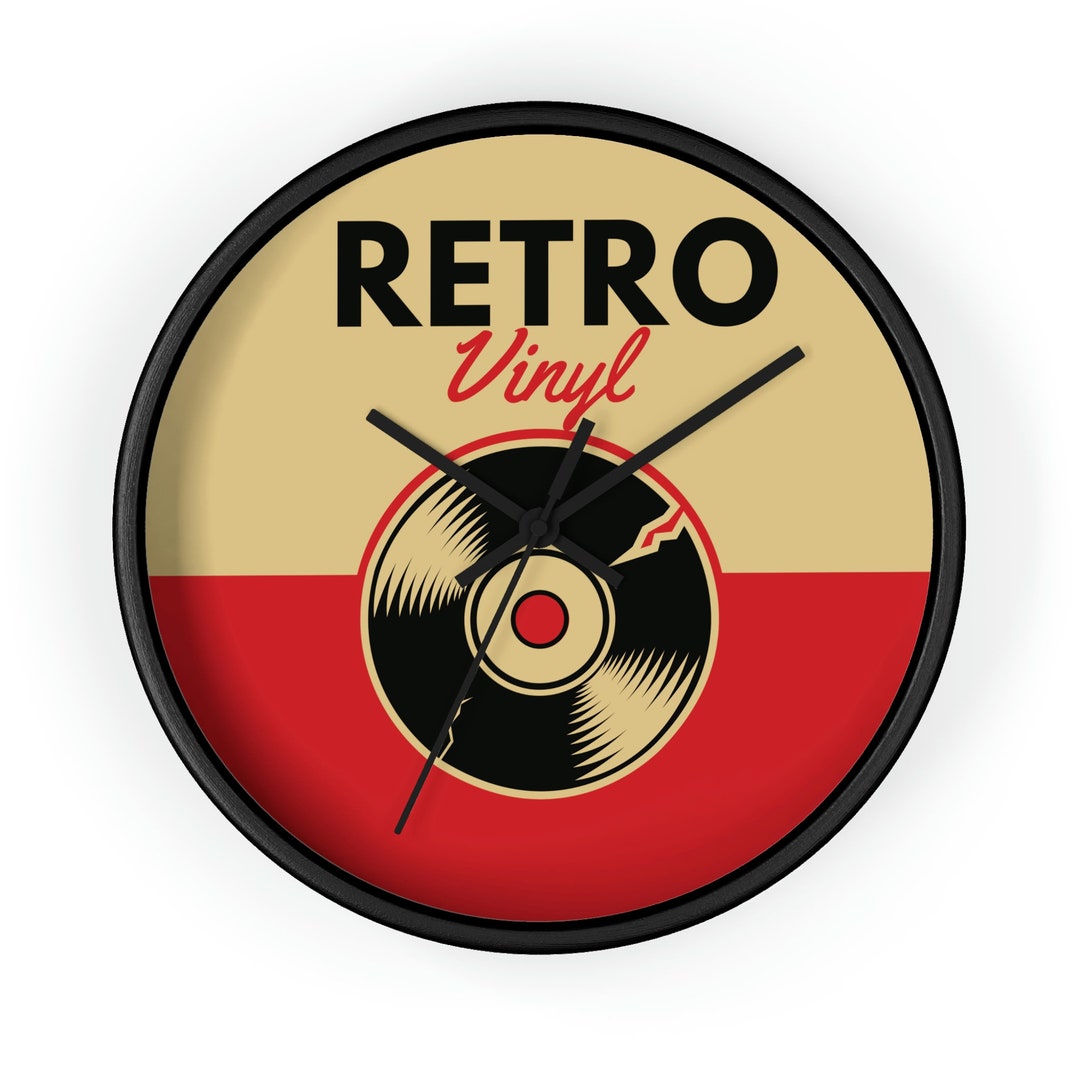 Retro Record Themed Wall Clock With 60s Vintage Music Theme Home Decor ...
