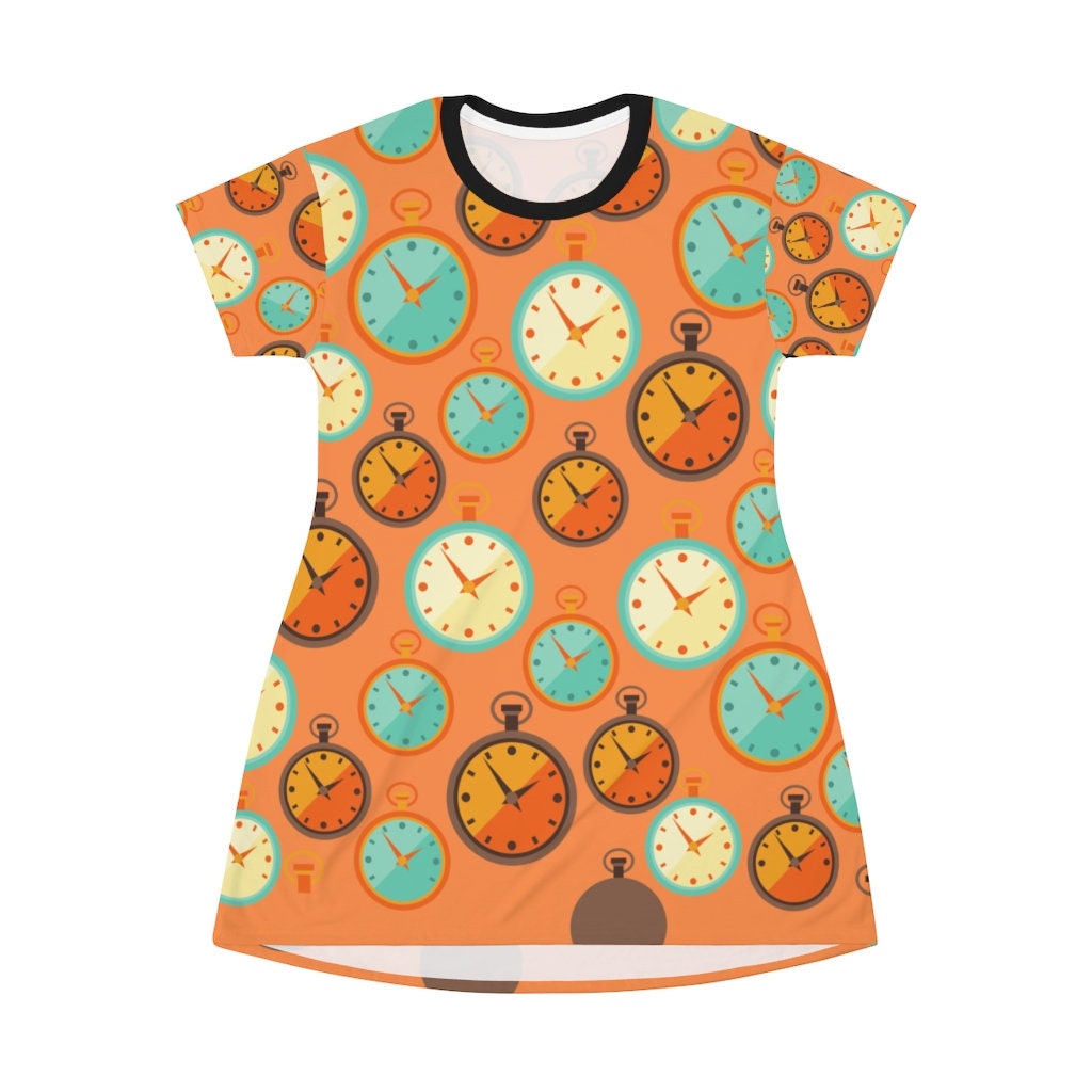 Mod 60's Retro Orange Clock Print T Shirt Dress Gift for - Etsy