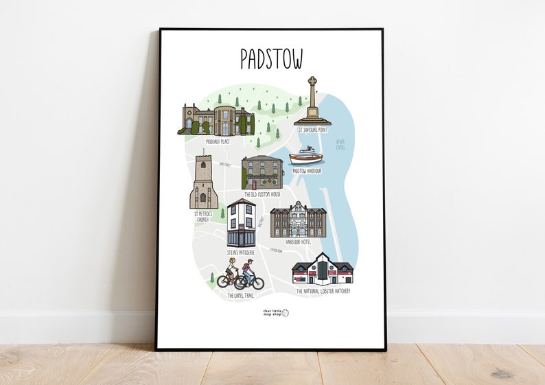 Map of Padstow Illustrated Map of Padstow Cornwall Padstow Map Print ...