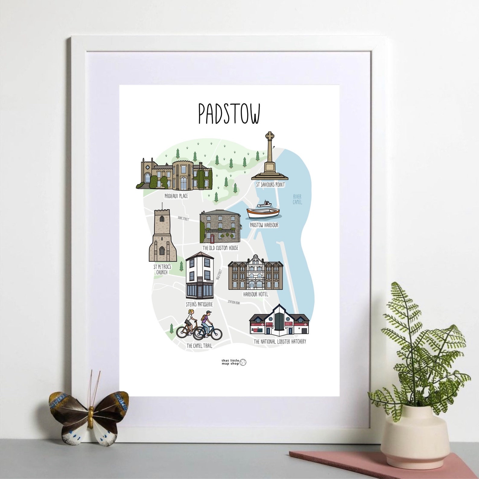 Map of Padstow Illustrated Map of Padstow Cornwall Padstow Map Print ...