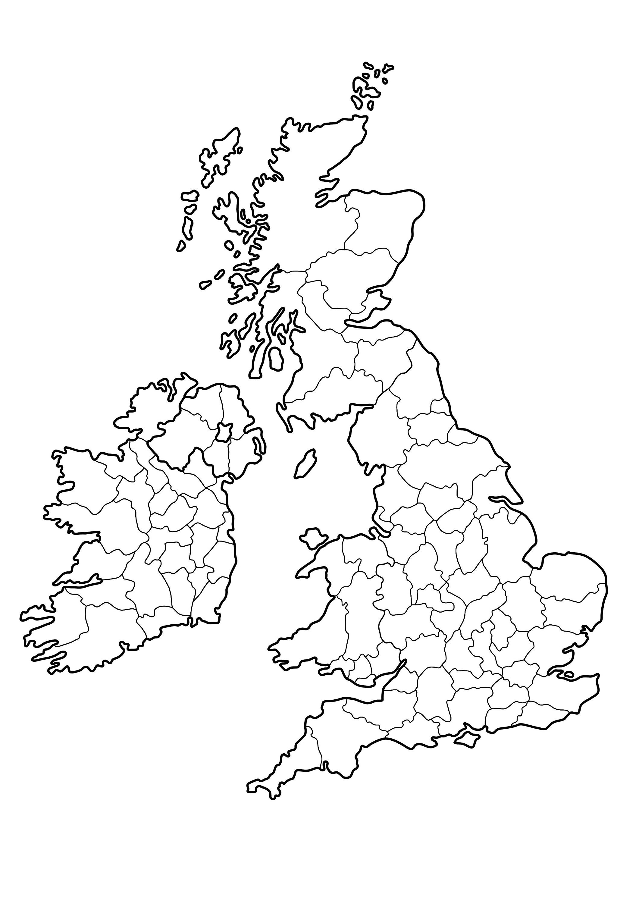Map of UK and Ireland - British Isles - Line Drawing - UK and Ireland ...