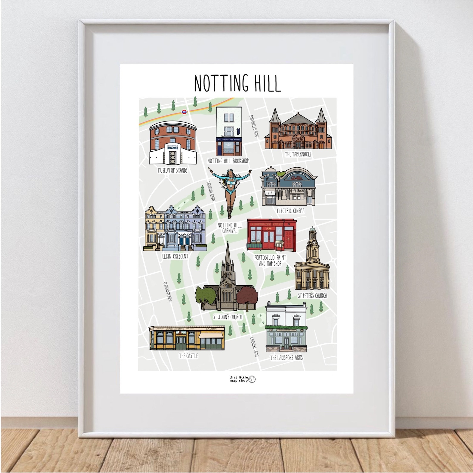 Map of Notting Hill - Illustrated Map of Notting Hill - Notting Hill ...