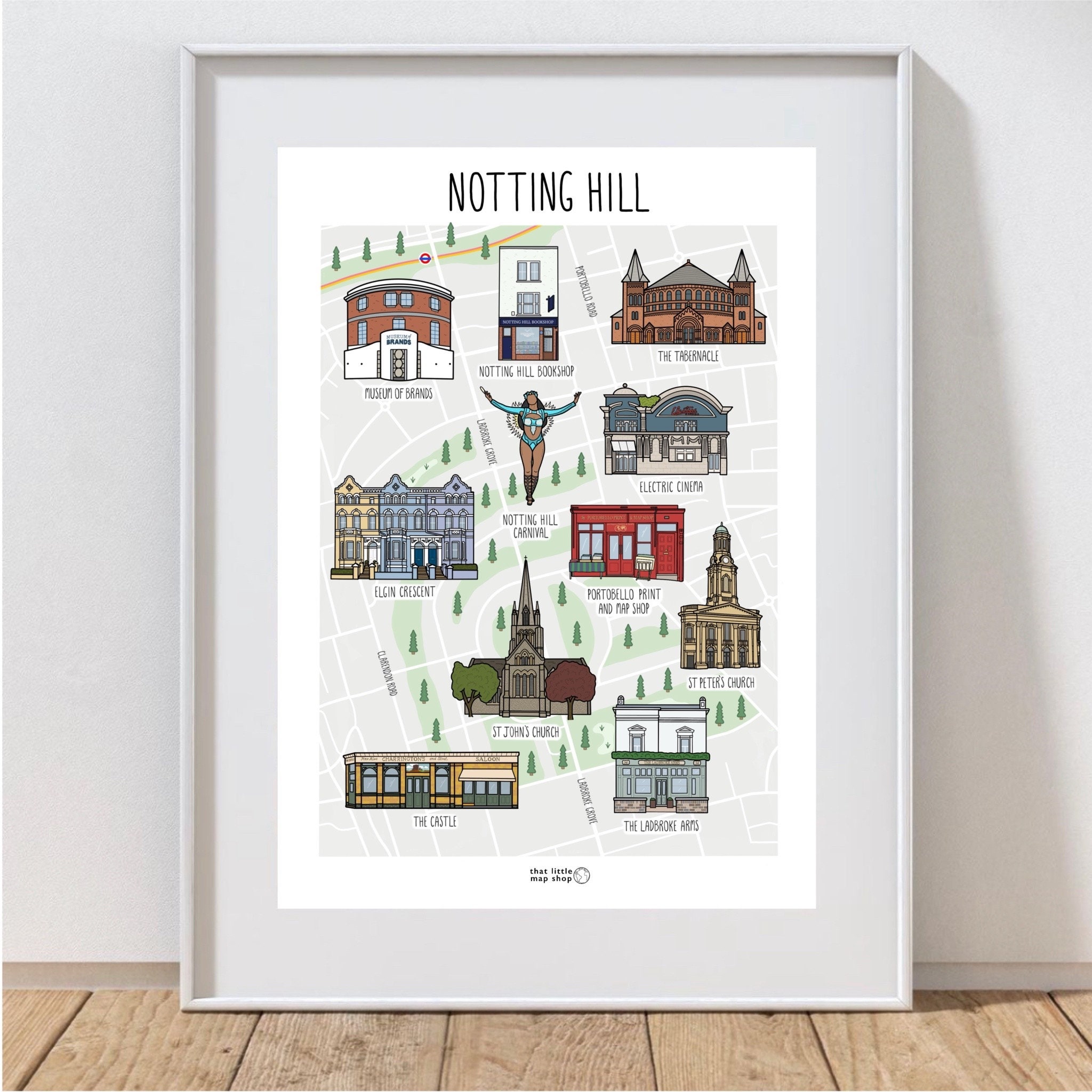 Map of Notting Hill - Illustrated Map of Notting Hill - Notting Hill ...