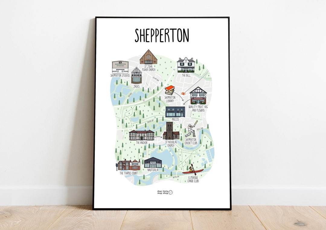 Map of Shepperton Illustrated Map of Shepperton Map - Etsy UK