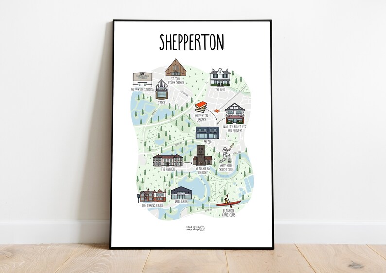 Map of Shepperton Illustrated Map of Shepperton Map Illustration ...