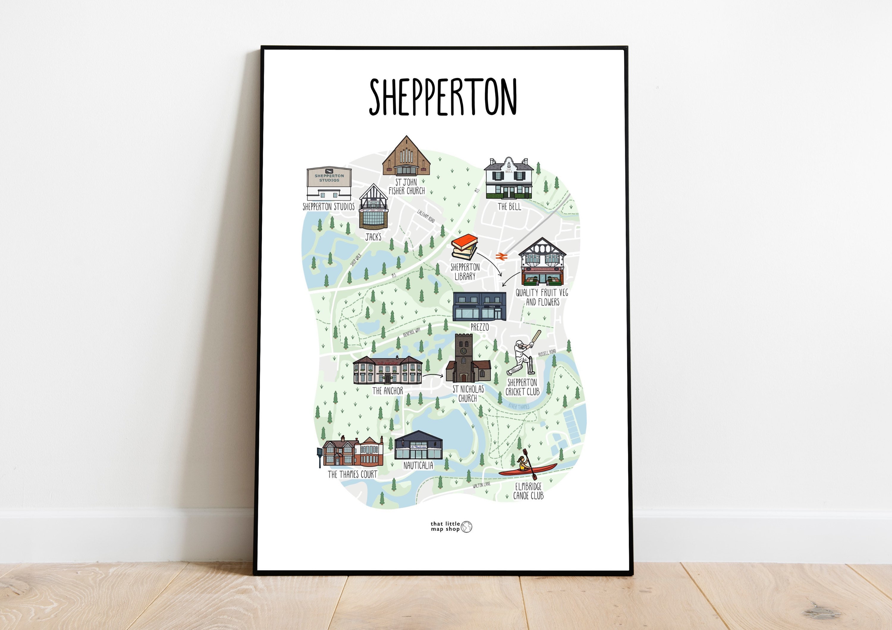 Map of Shepperton Illustrated Map of Shepperton Map Illustration ...