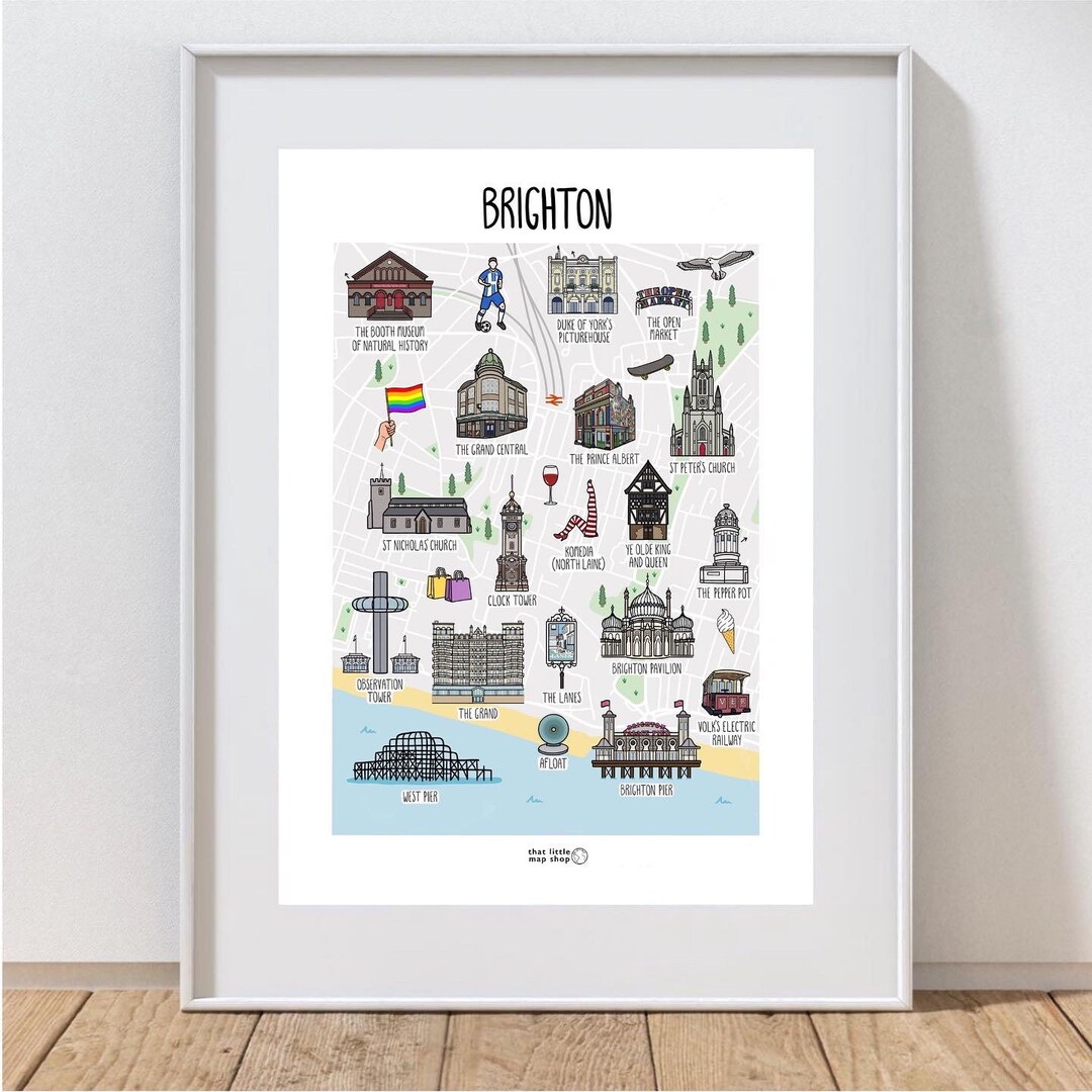 Map of Brighton - Brighton Map - Brighton & Hove Map - Illustrated Map ...