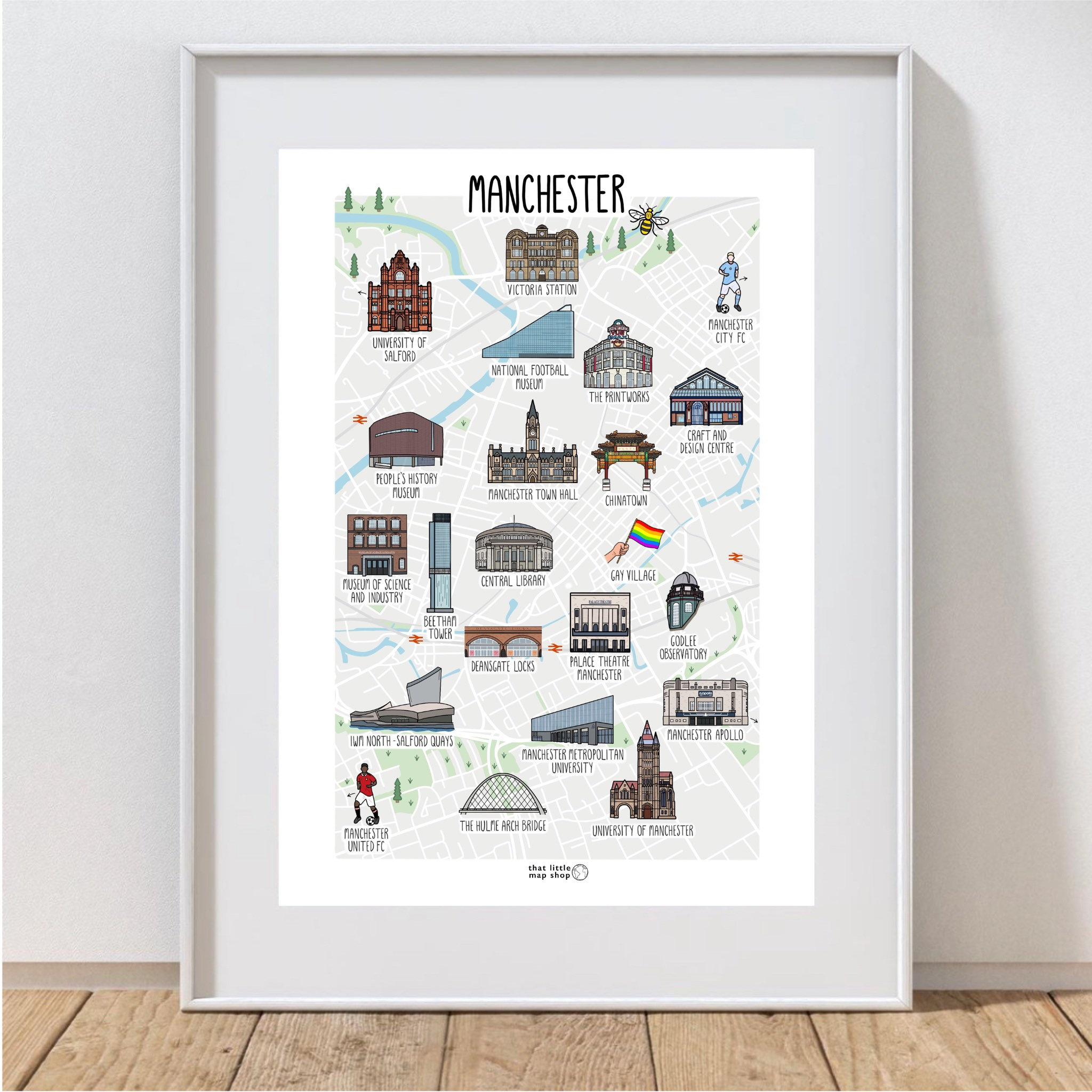 Map of Manchester Illustrated Map of Manchester Manchester Map ...