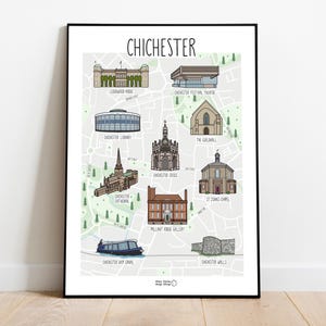 Chichester Map Print: Illustrated West Sussex Landmarks - Etsy