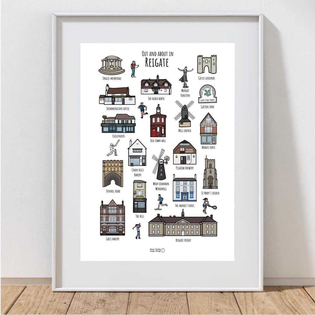 Reigate Illustration - Out and About in Reigate - Local Landmarks ...