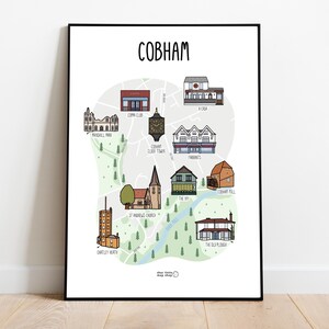 Map of Cobham - Cobham Map Illustration - Surrey Map - Cobham Map ...