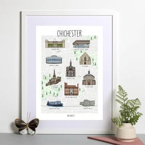Chichester Map Print: Illustrated West Sussex Landmarks - Etsy