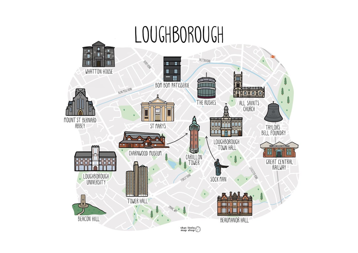 Loughborough Map Print: Wall Art Home Decor - Etsy