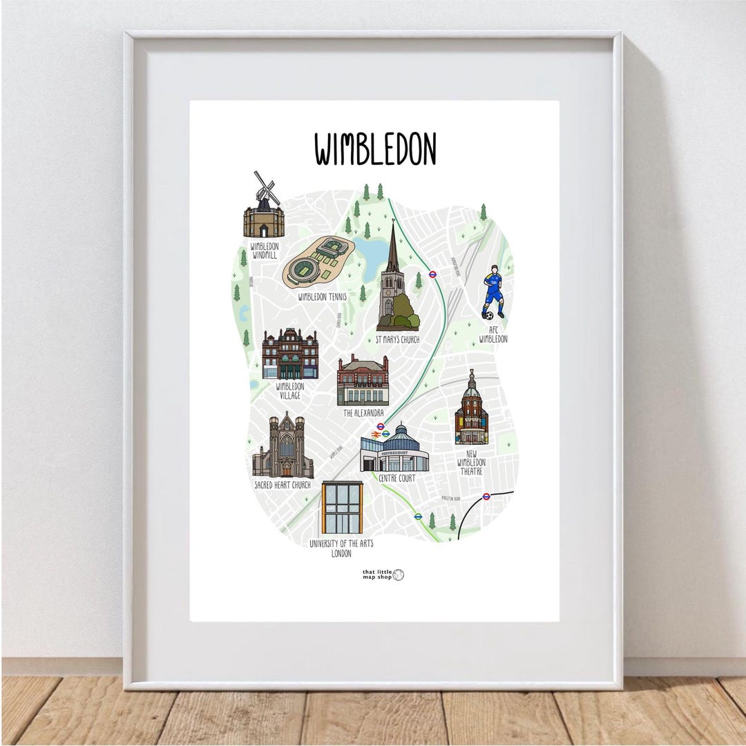 Map of Wimbledon - Wimbledon Map Illustration - Illustrated Map of ...