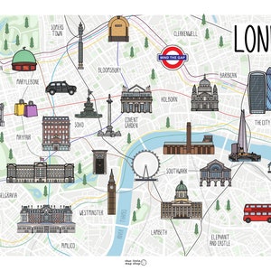 Map of Central London Illustrated London Map London Map Illustration ...