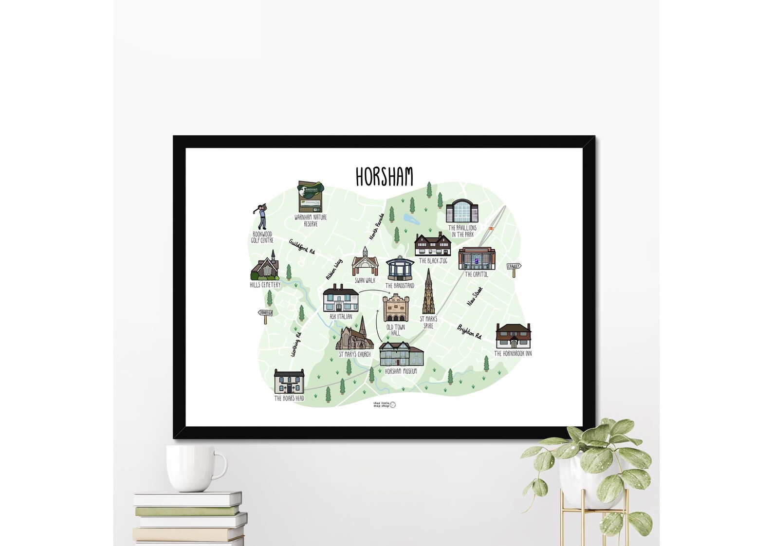 Horsham Map Print Map of Horsham Illustrated Map of | Etsy