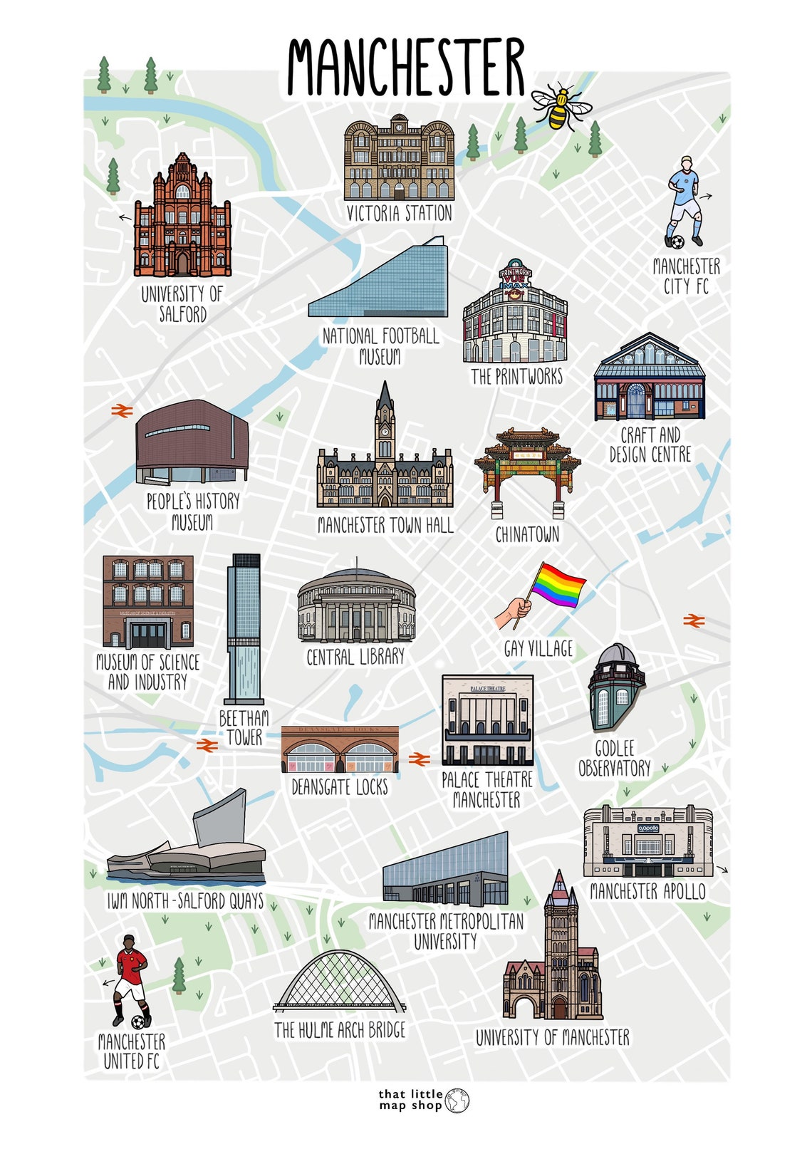 Map of Manchester - Illustrated Map of Manchester - Manchester Map ...