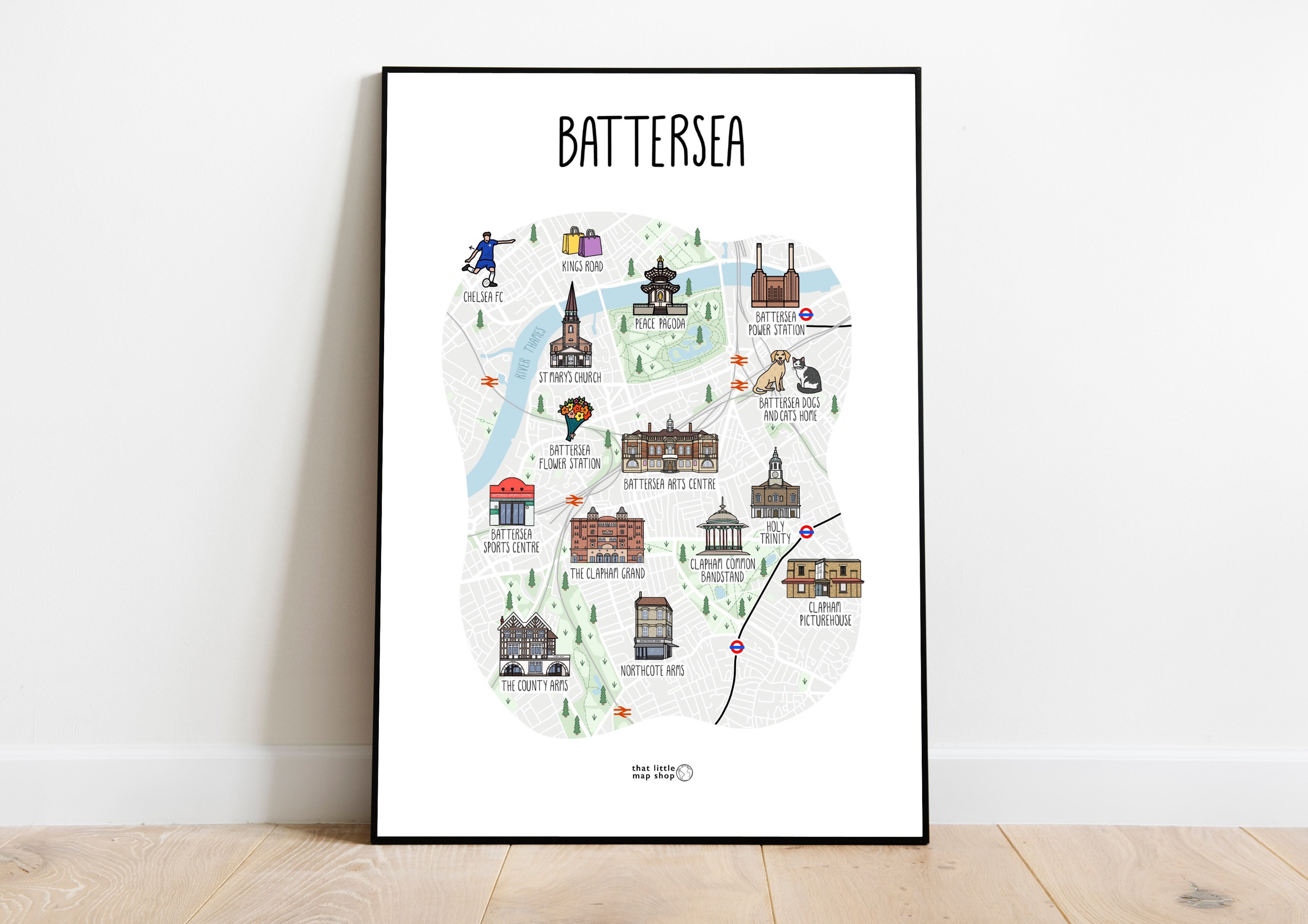 Map of Battersea Illustrated Map of Battersea Battersea London Map ...