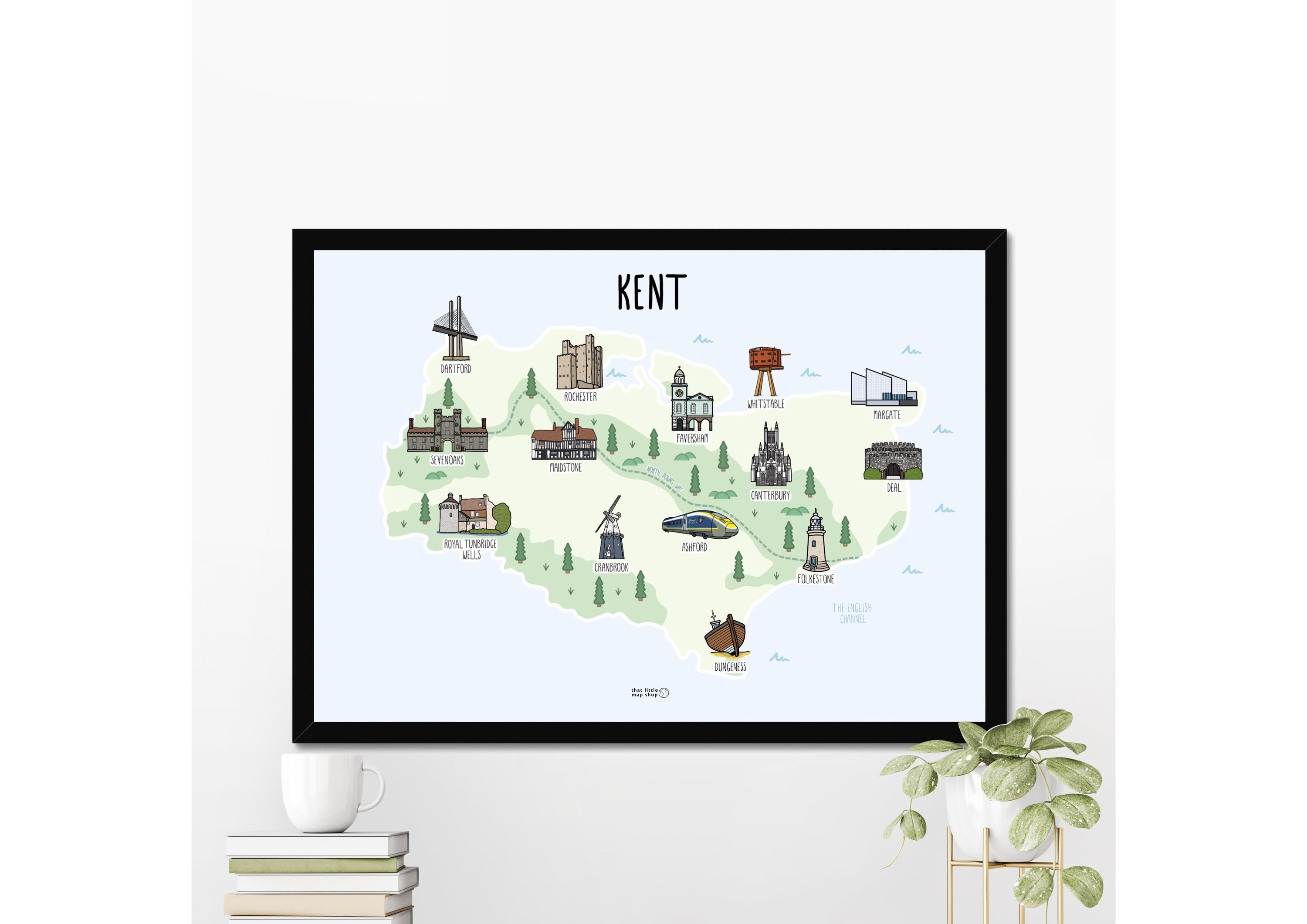 Map of Kent Illustrated Map of Kent Kent Map Illustration County Map ...