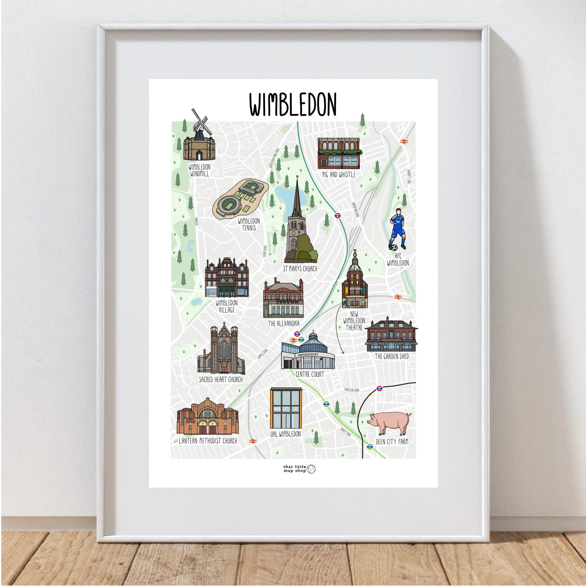 Map of Wimbledon Wimbledon Map Illustration Illustrated Map of ...