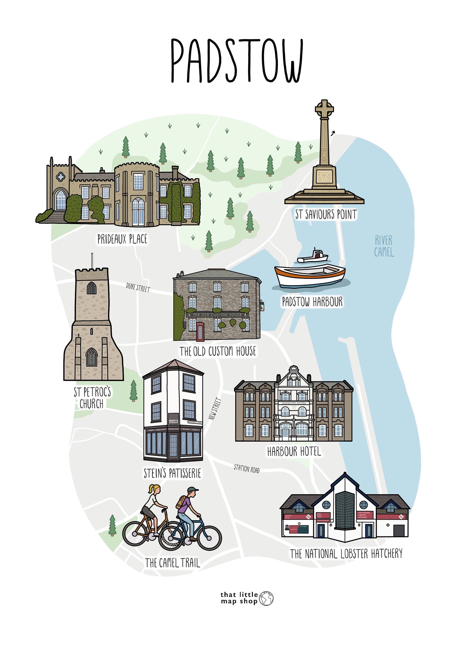 Map of Padstow - Illustrated Map of Padstow Cornwall - Padstow Map ...