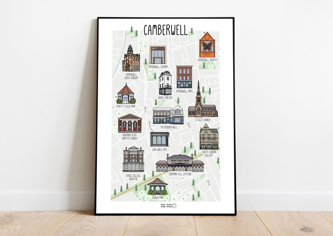 Map of Camberwell Illustrated Map of Camberwell Camberwell London Map ...