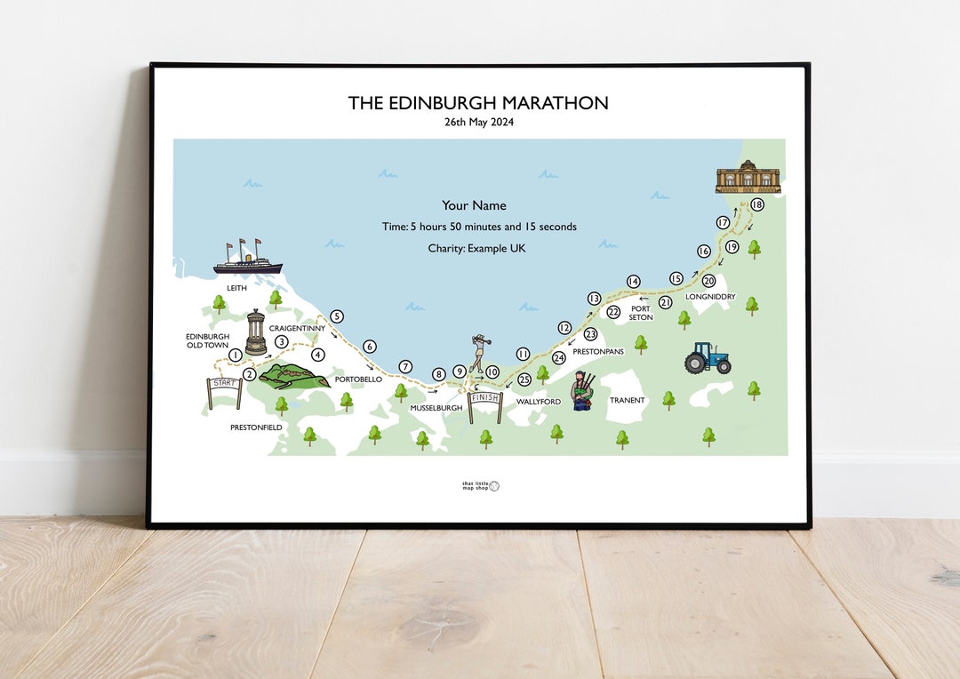 Edinburgh Marathon Map Print – Custom Scotland Wall Art - Etsy