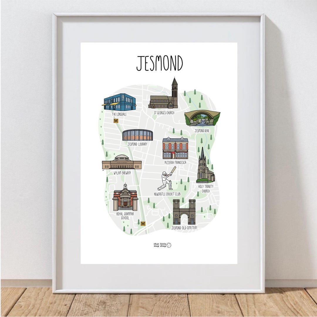 Map of Jesmond - Illustrated Map of Jesmond - Jesmond Map - Newcastle ...