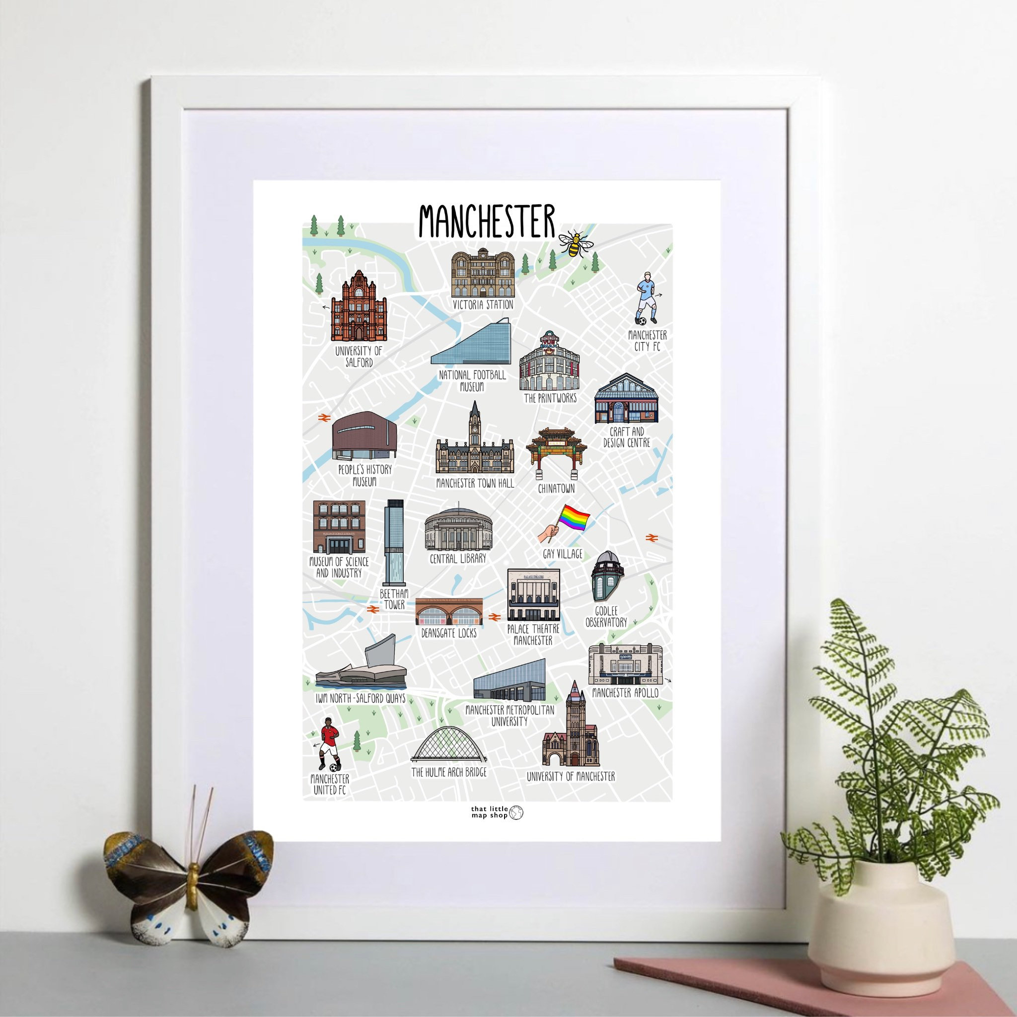 Map of Manchester Illustrated Map of Manchester Manchester Map ...
