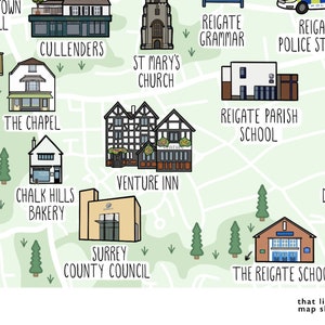 Map of Reigate and Redhill - Illustrated Map - Reigate Map - Redhill ...