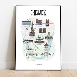 Map of Chiswick - Chiswick Map Print - Chiswick Map - Illustrated Map ...
