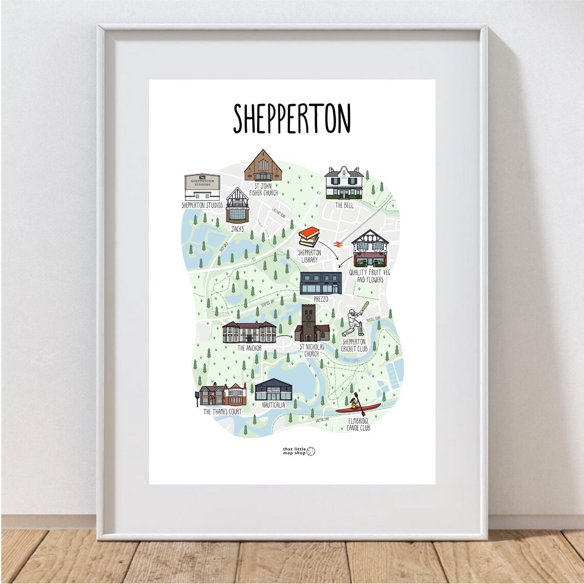 Map of Shepperton Illustrated Map of Shepperton Map Illustration ...