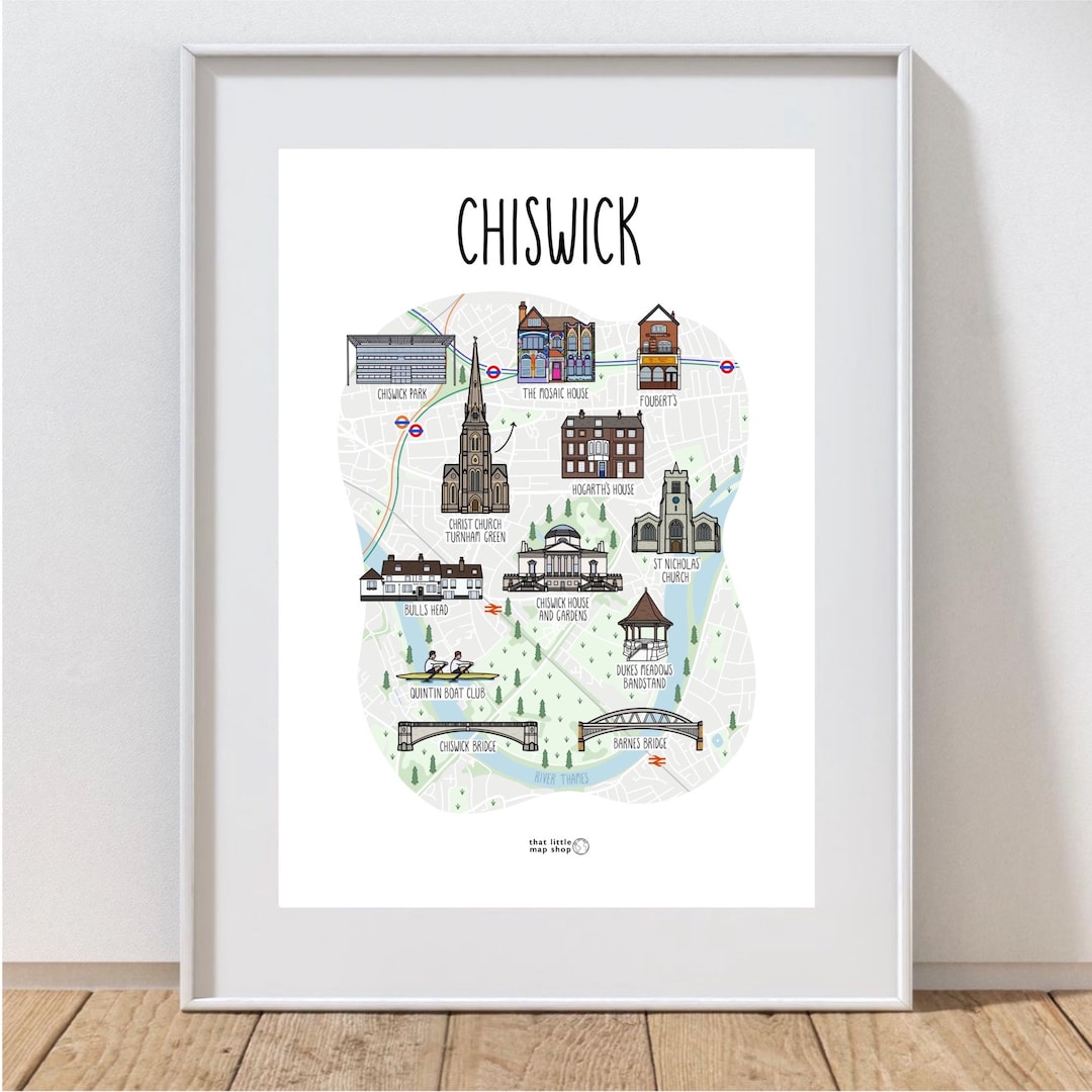 Map of Chiswick - Chiswick Map Print - Chiswick Map - Illustrated Map ...