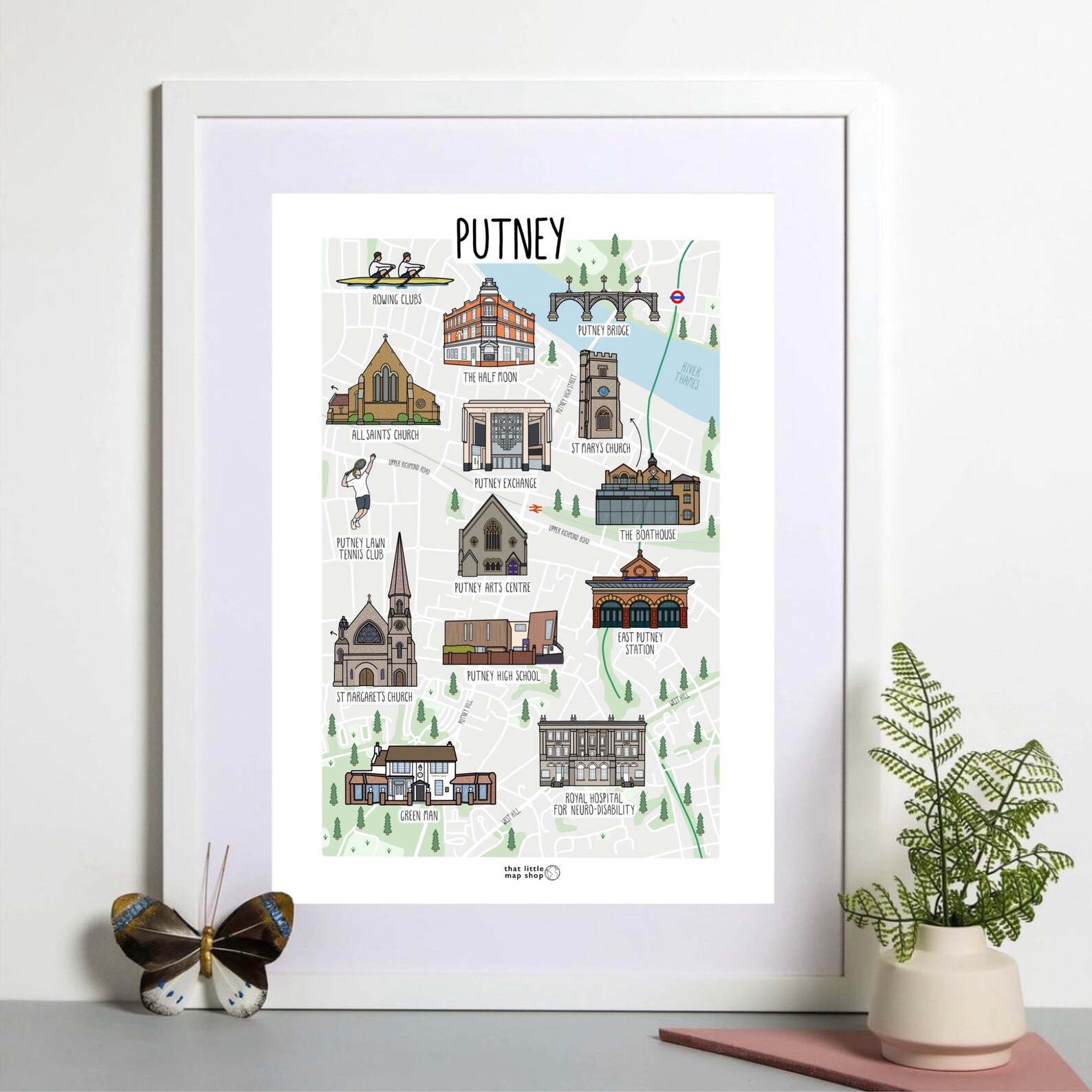 Map of Putney Putney Map Print Putney Map Illustrated - Etsy