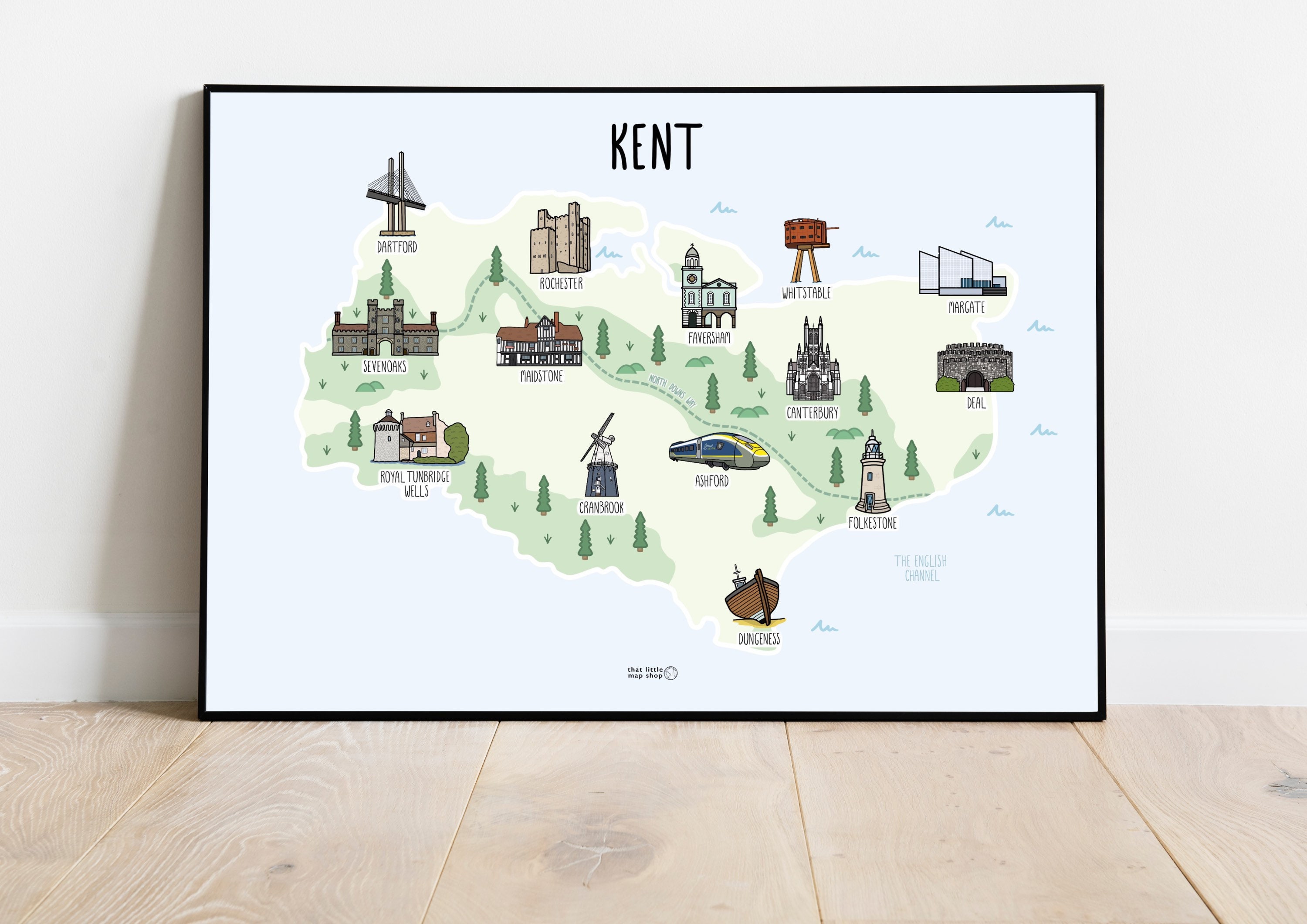 Map of Kent Illustrated Map of Kent Kent Map Illustration County Map ...