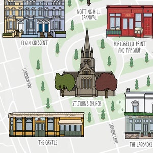 Map of Notting Hill - Illustrated Map of Notting Hill - Notting Hill ...