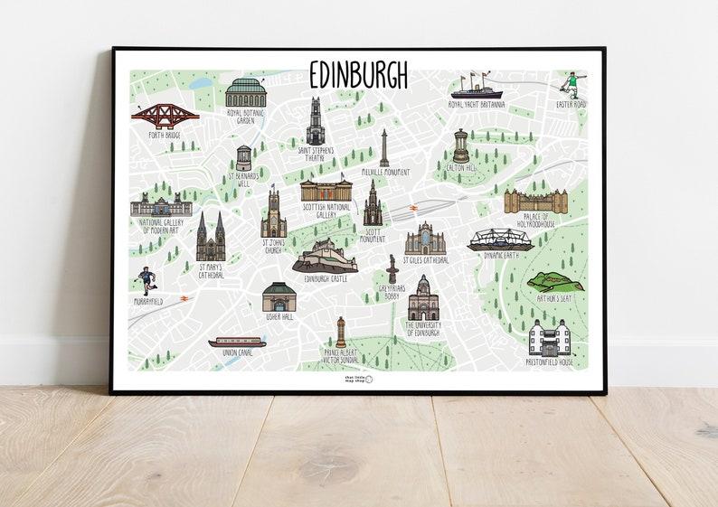 Edinburgh Map Print - Edinburgh Map Illustration - Custom Map Print ...