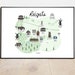 Map of Reigate (landscape) - Reigate Map Print - Hand Drawn Map ...