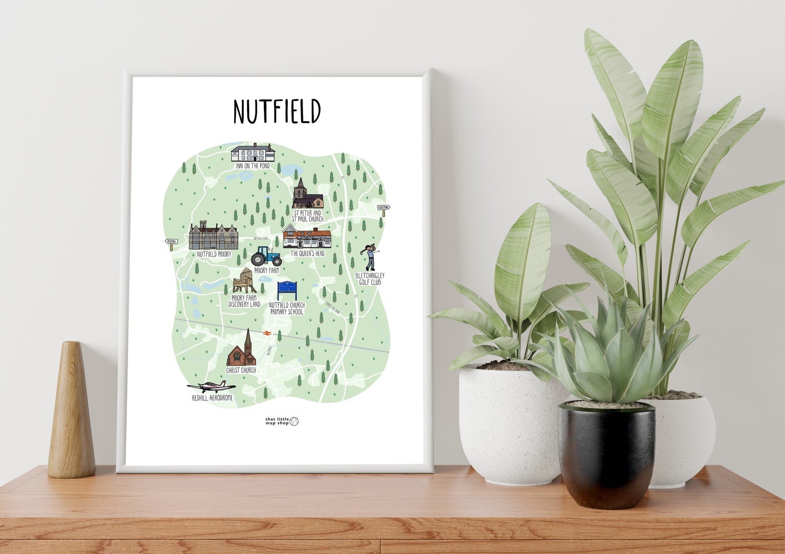 Map of Nutfield Illustrated Map of Nutfield, Surrey Reigate Redhill ...