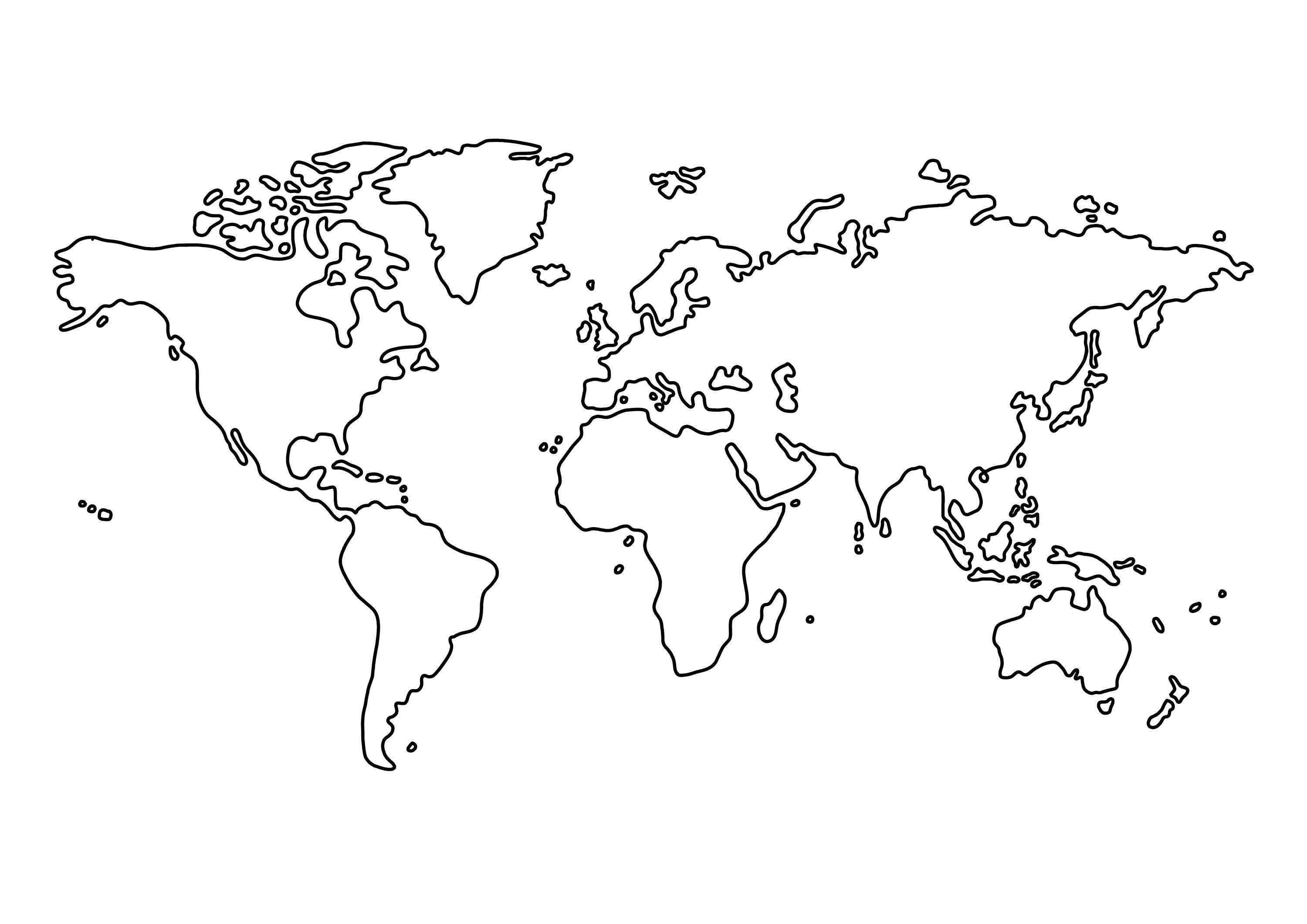 World Map Line Drawing Digital Download Line Drawing Map of the World ...