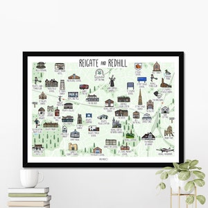 Map of Reigate and Redhill Illustrated Map Reigate Map | Etsy