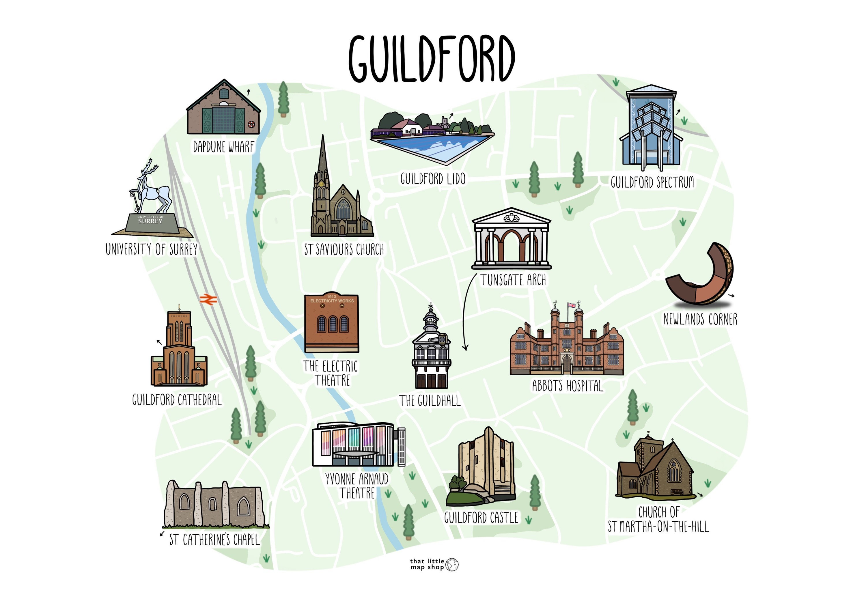 Map Of Guildford England Surrey | History, England, Map, & Facts