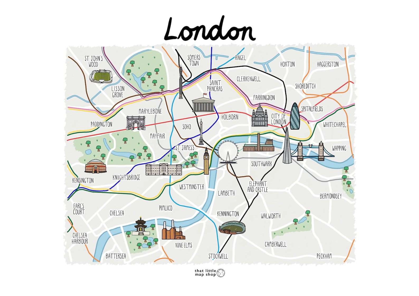 London Karte Druck benutzerdefinierter handgezeichneter | Etsy