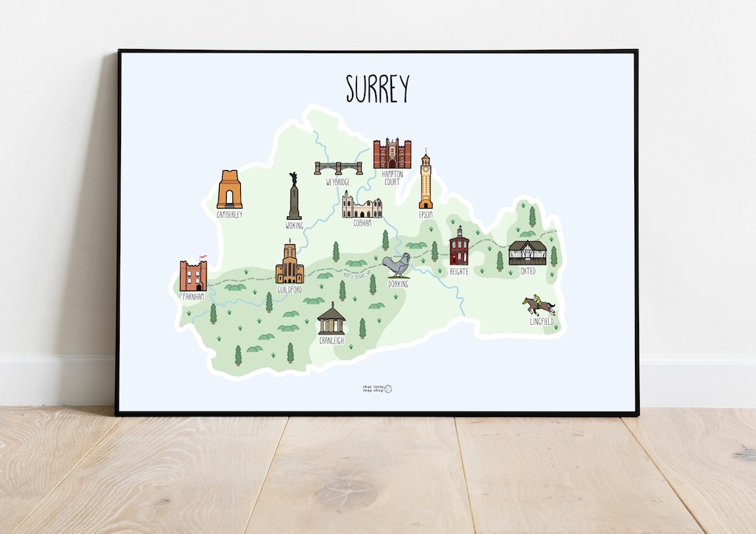 Surrey Map - Illustrated Map of Surrey - Surrey Map Illustration ...