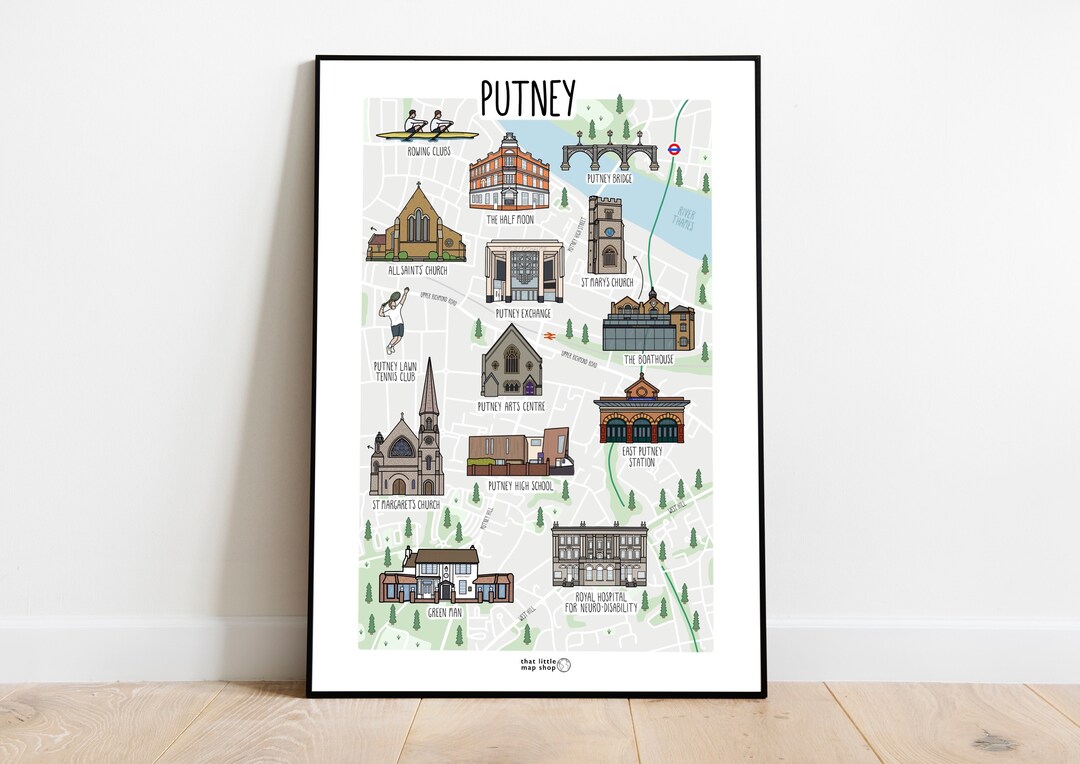 Map of Putney Putney Map Print Putney Map Illustrated - Etsy
